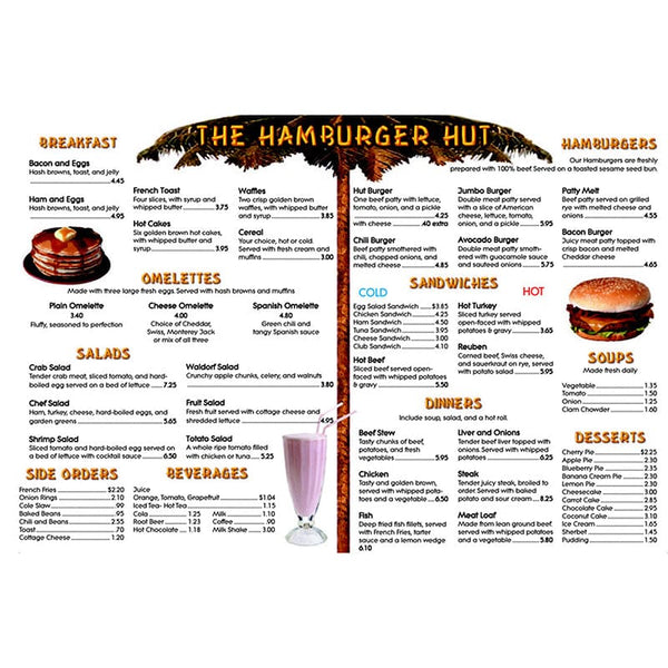 Menu Math Hamburger Hut Extra Menus 6 (Pack of 8) | ShelHealth