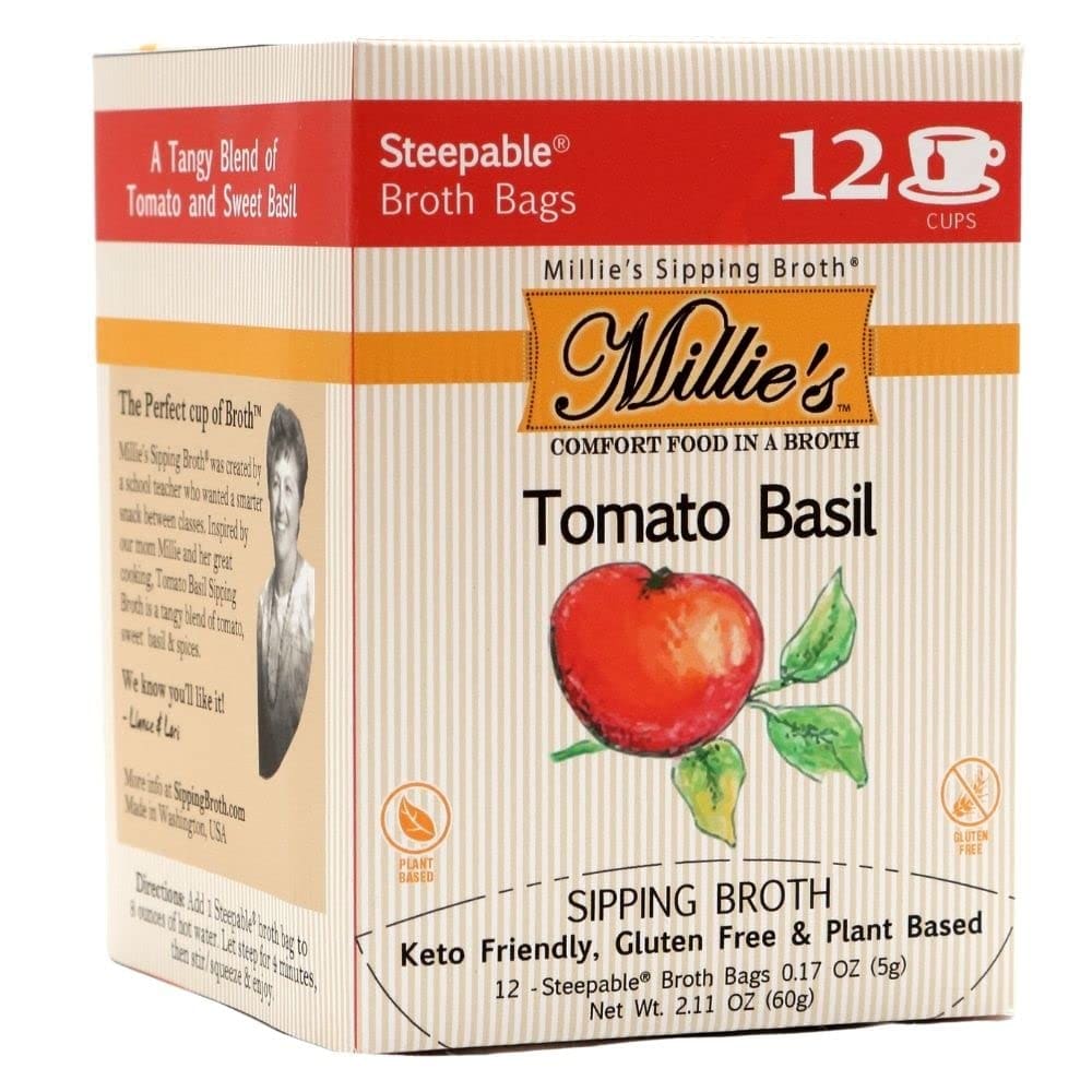 MILLIE'S SIPPING BROTH: Broth Bags Tomato Basil, 12 ct (Case of 4 ...
