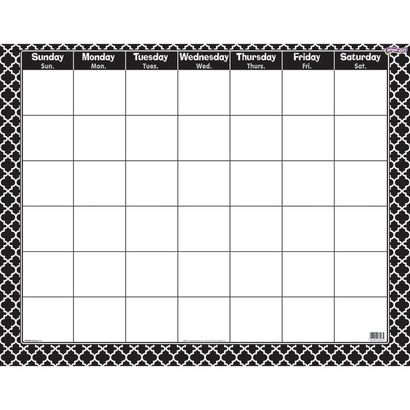 Moroccan Black Wipe Off Calendar Monthly (Pack of 10) | ShelHealth