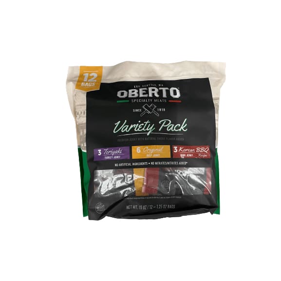 Oberto Variety Pack Jerky Beef, 3 Flavors, 12 x 1.25 oz. | ShelHealth