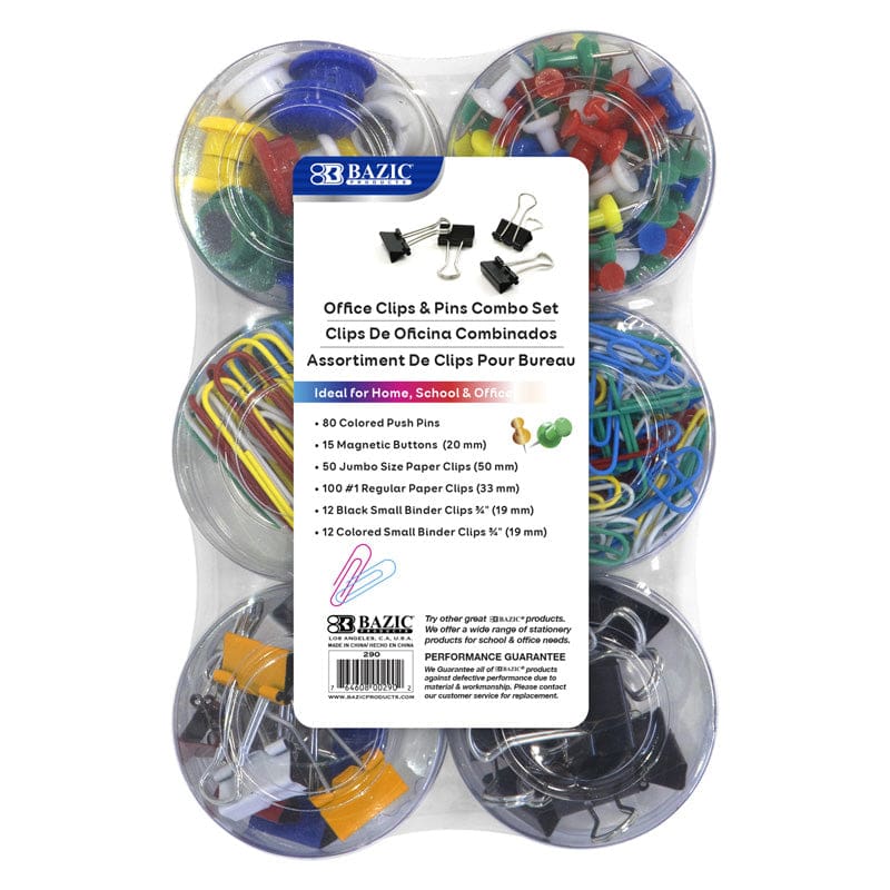 Office Clips & Pins Combo Set (Pack of 6) | ShelHealth