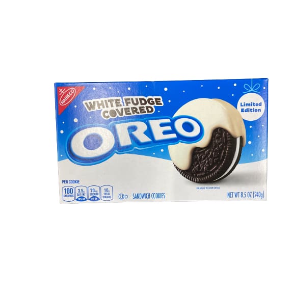 OREO White Fudge Covered Chocolate Sandwich Cookies, Holiday Cookies, 8.5 oz | ShelHealth