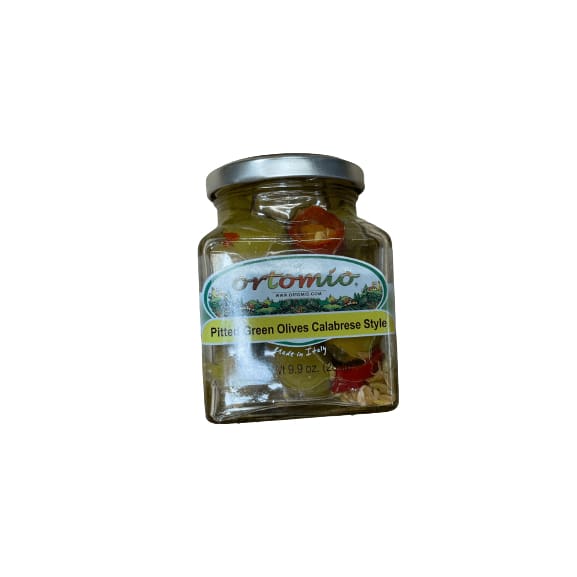 Ortomio Pitted Green Olives Calabrese Style, 9.9 oz. | ShelHealth