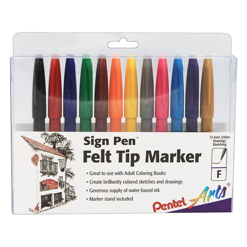 Pentel Sign Pens 12 Count Assorted (Pack of 2) | ShelHealth