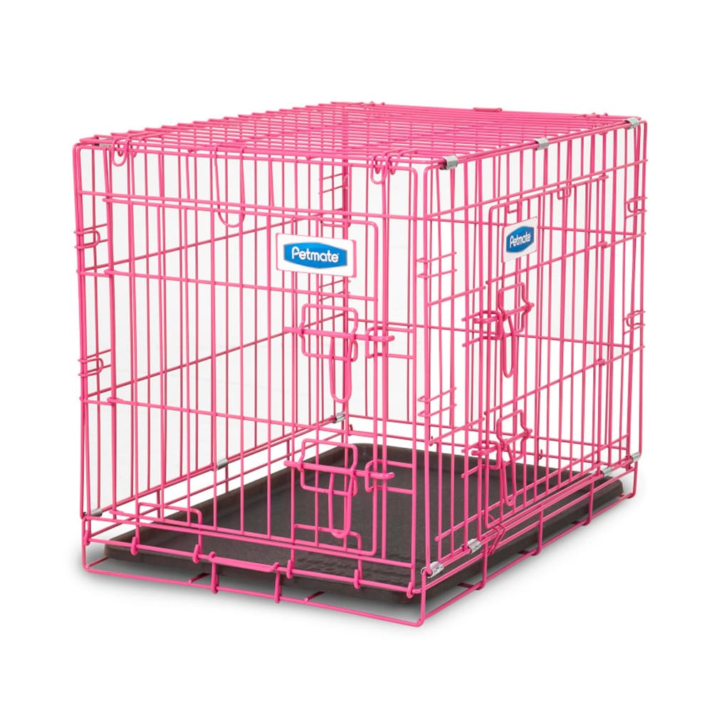 Petmate Puppy 2-Door Training Retreat Kennel Hard-Sided Pink 24 in ...