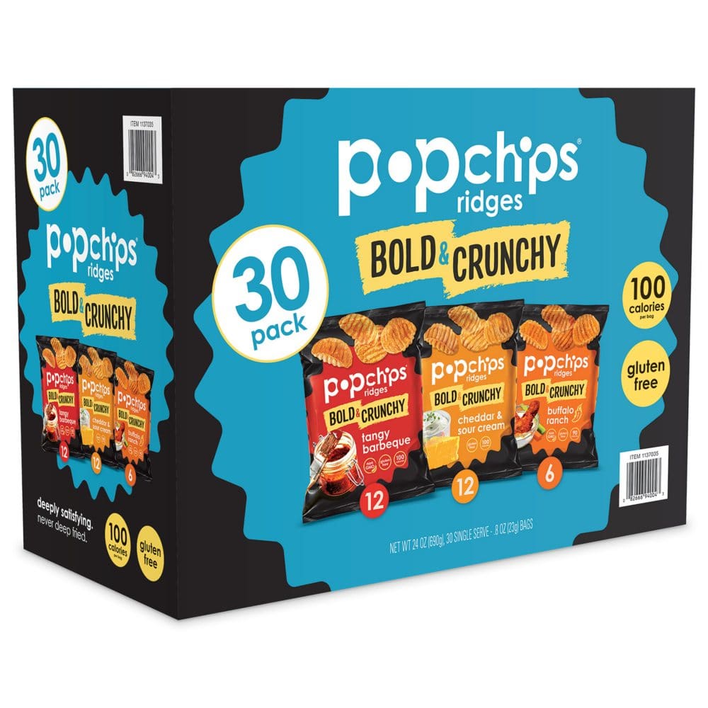 Popchips Bold & Crunchy Ridges Variety Box (30 ct.) | ShelHealth