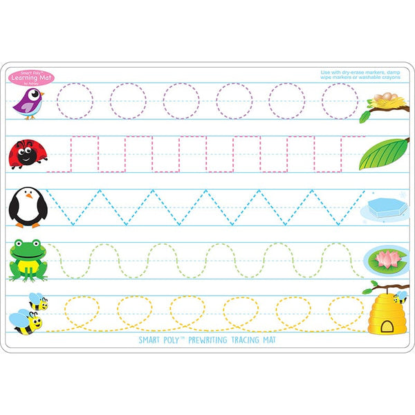 Prewrite & Shapes Learn Mat 2 Sided Write On Wipe Off (Pack of 10 ...