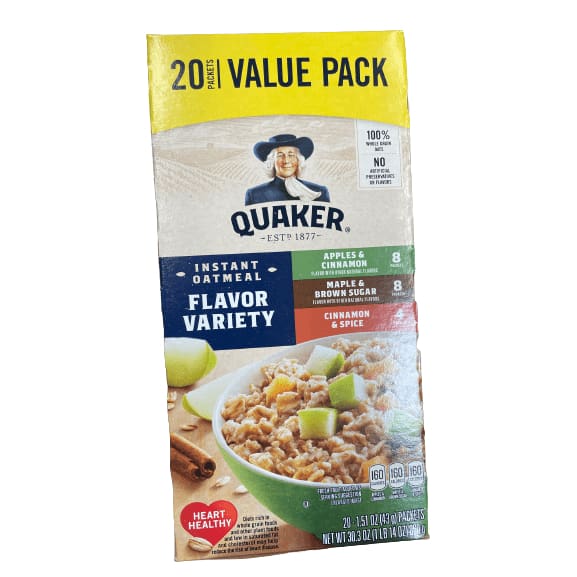 Quaker Instant Oatmeal, Variety Value Pack, 1.51 oz, 20 Packets ...