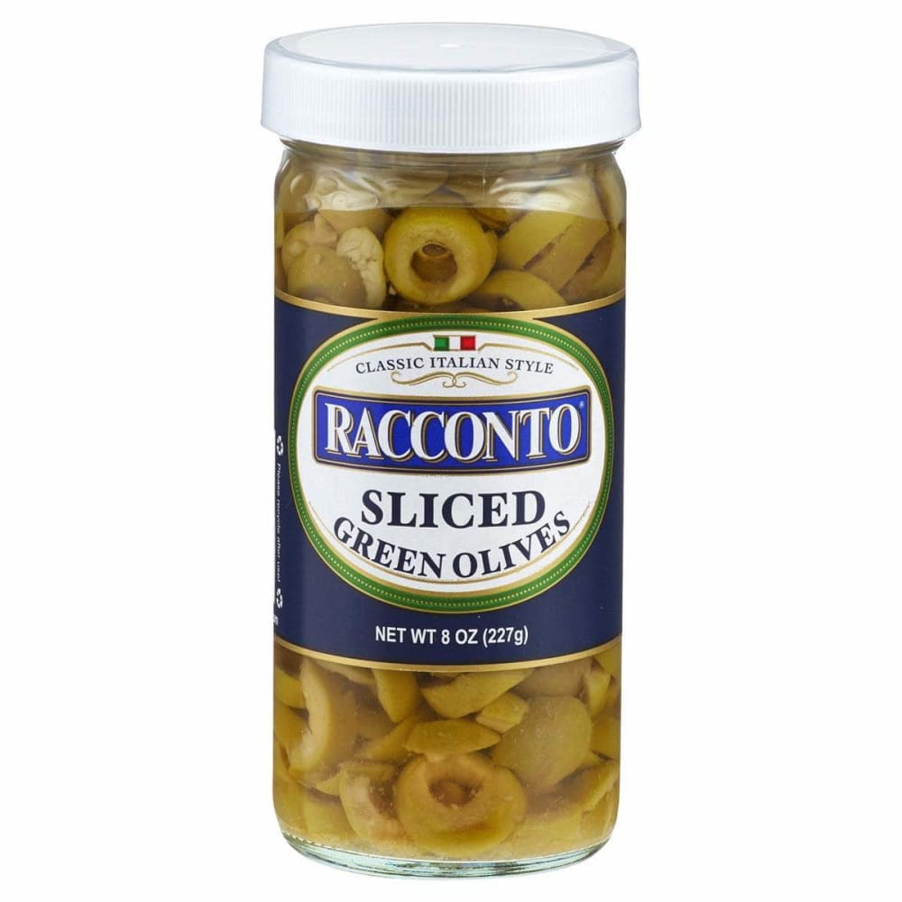 RACCONTO: Sliced Green Olives, 8 oz (Case of 3) | ShelHealth