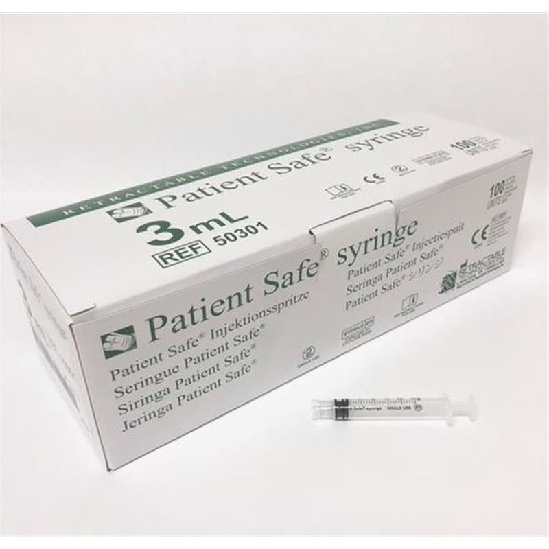 Retractable Technologies Syringe Patient Safe 3Ml, Box of 100 | ShelHealth