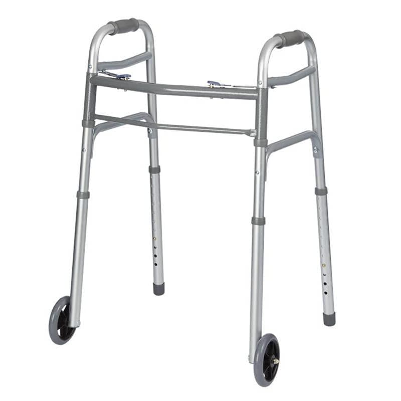 Rhythm Healthcare Walker 2 Button Adjustable With Wheels | ShelHealth