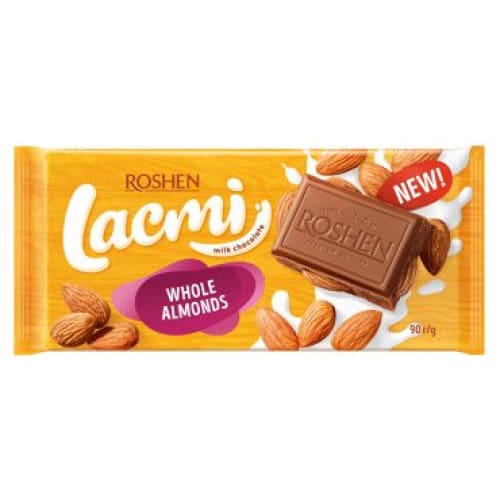 Roshen Sweet Milk Chocolate with Whole Almonds Chocolate Bar, 3.2 oz ...