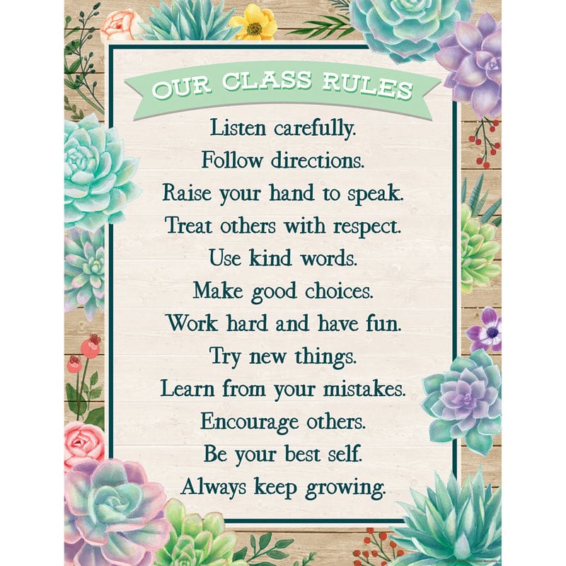 Rustic Bloom Our Class Rules Chart (Pack of 12) | ShelHealth