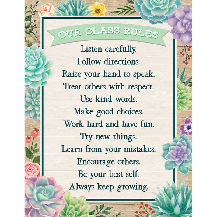 Rustic Bloom Our Class Rules Chart (Pack of 12) | ShelHealth