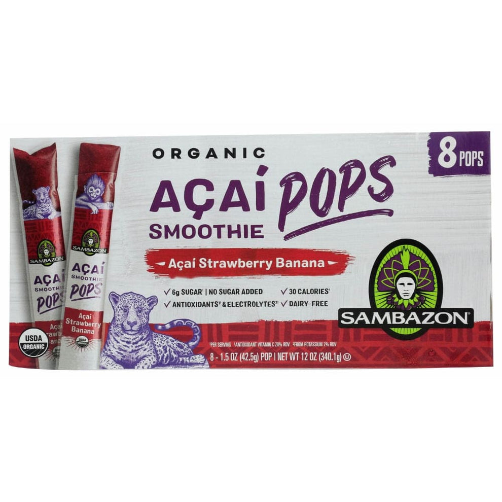 SAMBAZON: Smoothie Pops Straw Banan, 12 oz (Case of 3) | ShelHealth