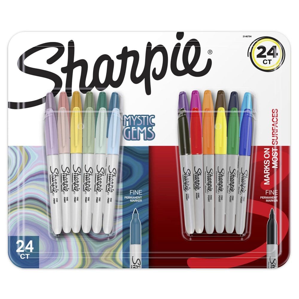 Sharpie - Permanent Marker, Fine, Assorted Colors , 24 Count | ShelHealth