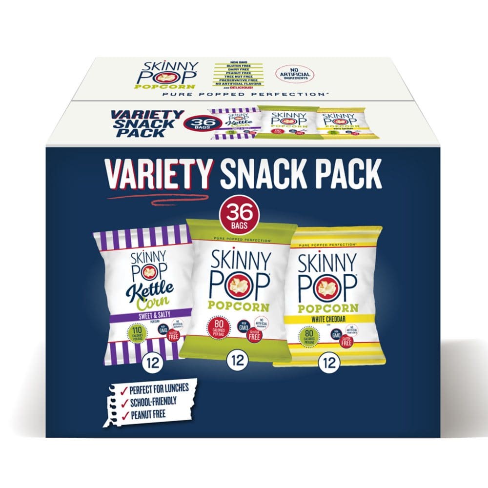 SkinnyPop Popcorn Variety Snack Pack Bags (0.5 oz., 36 ct.) | ShelHealth