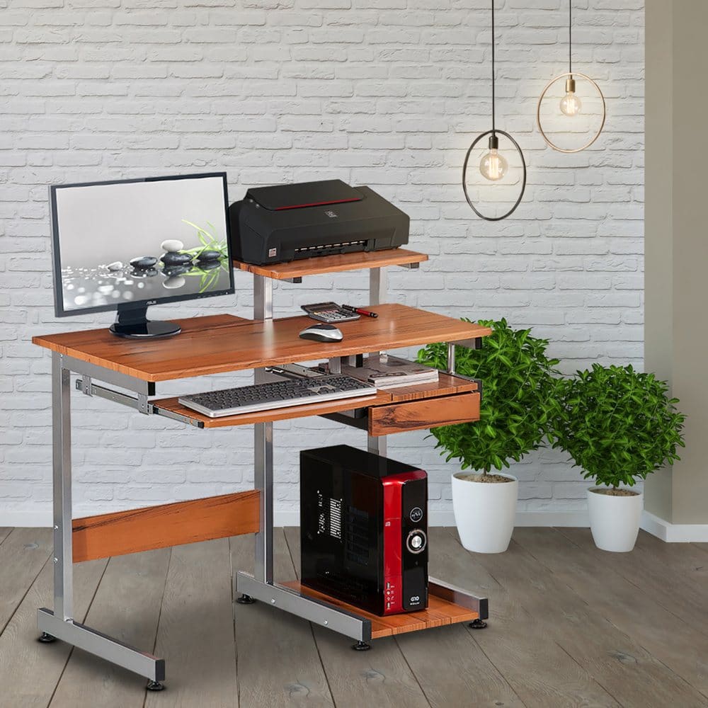 Techni Mobili Complete Computer Workstation Desk, Woodgrain | ShelHealth
