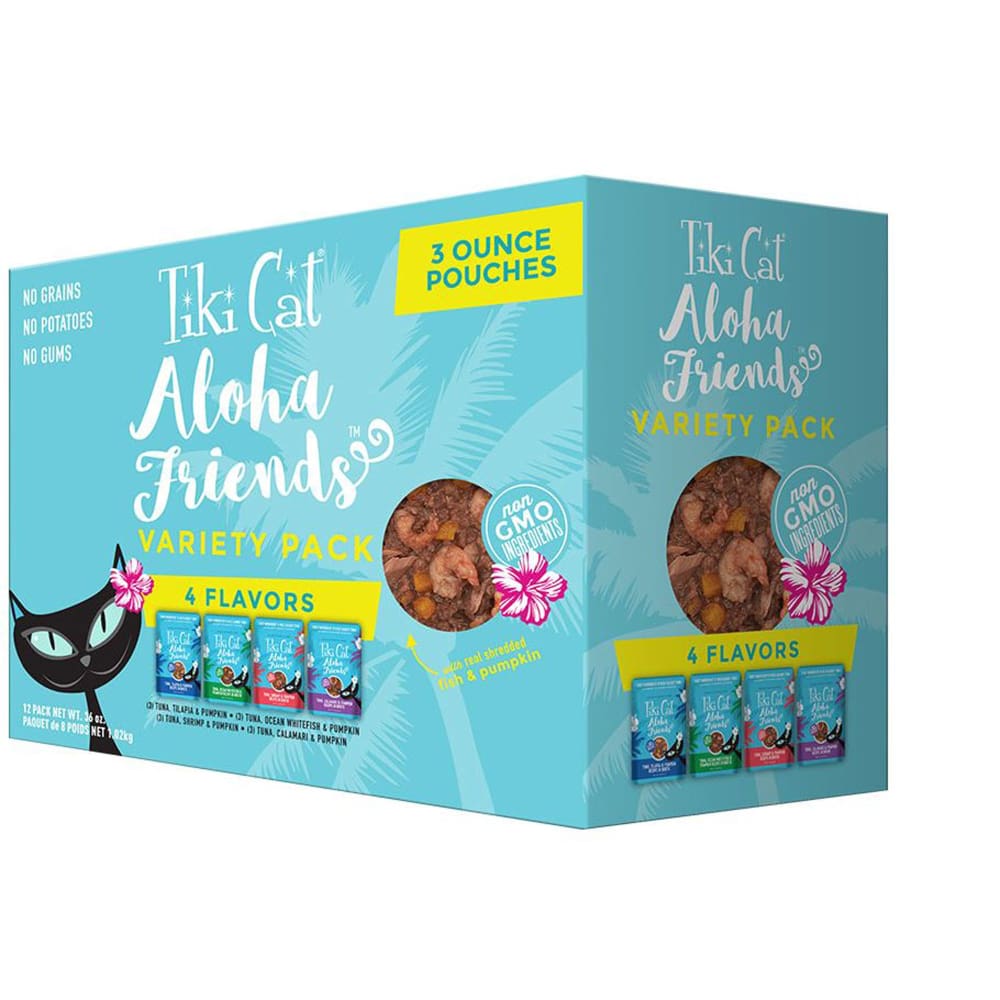 Tiki Pets Cat Aloha Friends 3Oz Pouch Variety Pack (Case Of 12 ...