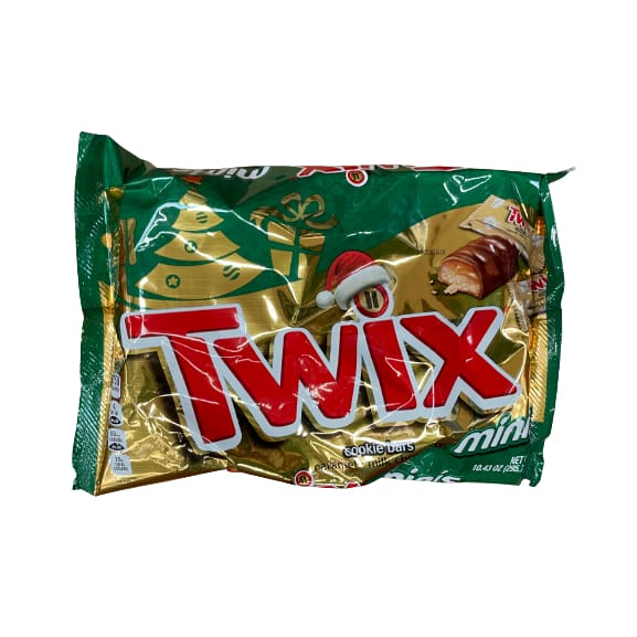 Twix Minis Cookie Bar Candy, Holiday Candy Christmas Bag, 10.43 Oz ...