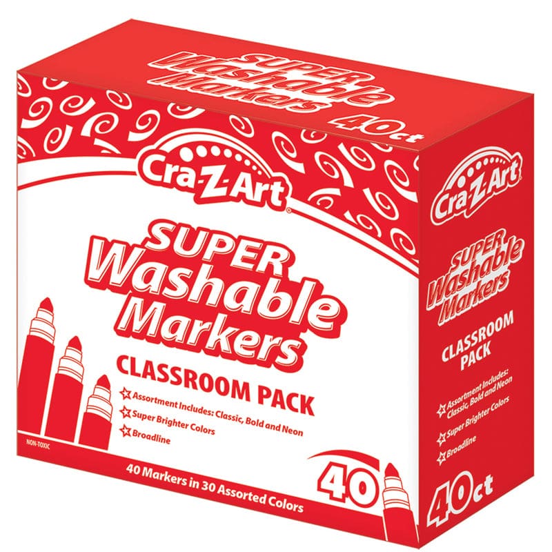Washable Fine Line Markers 40 Count Cra-Z-Art (Pack of 6) | ShelHealth