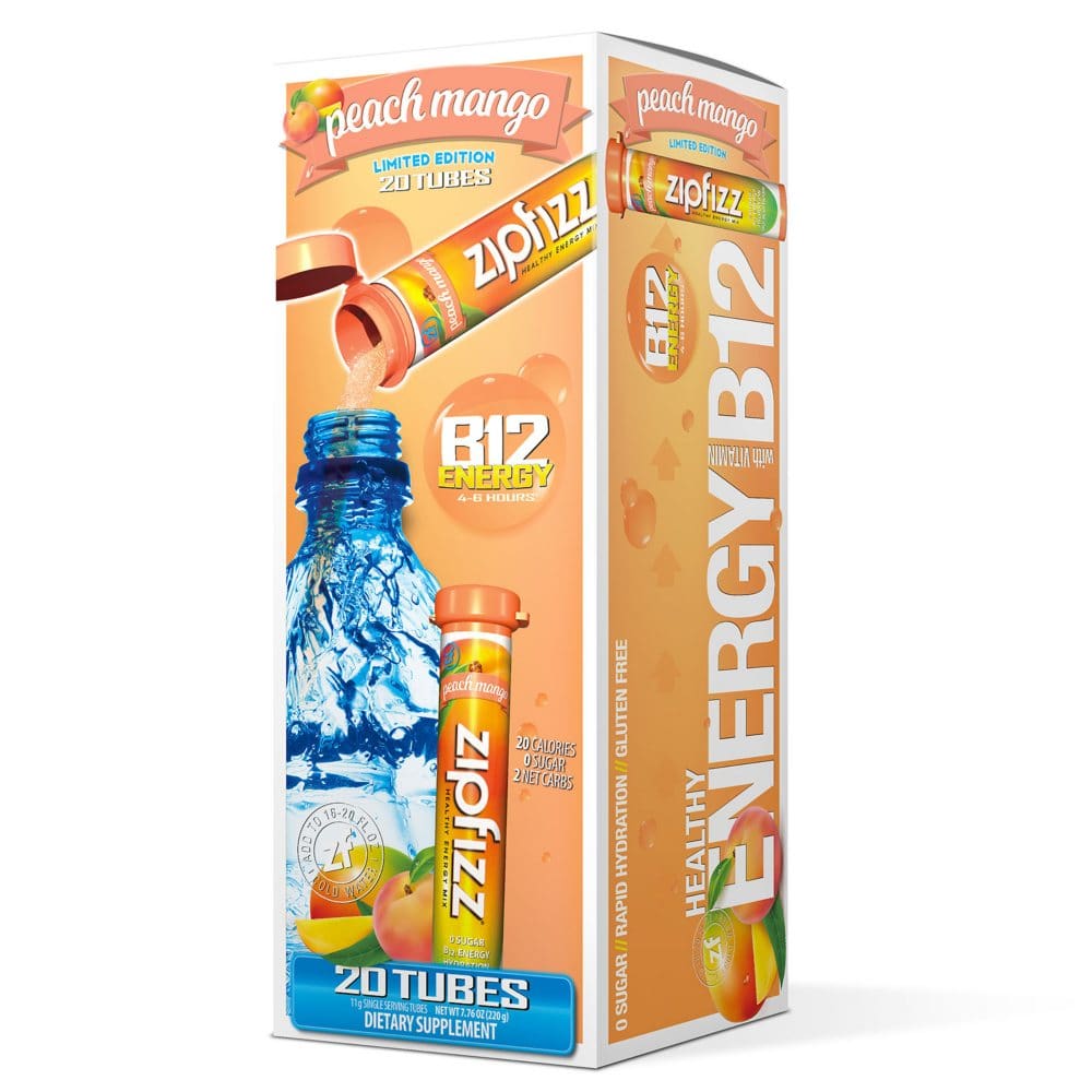 Zipfizz Energy Drink Mix, Peach Mango (20 ct.) | ShelHealth