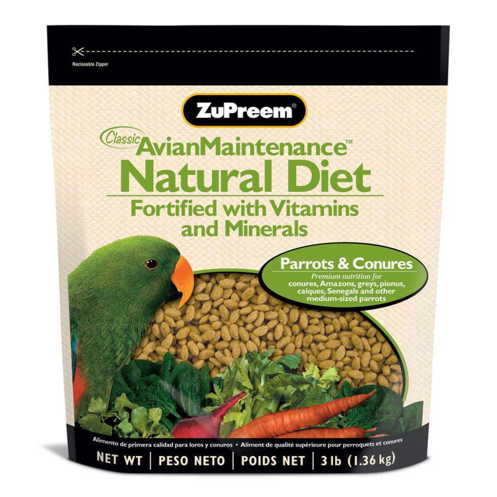 ZuPreem Natural Pelleted Bird Food for Parrots and Conures 3 lb ...